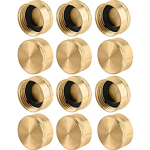 Carbbia 12PCS 3/4" Garden Hose Cap Garden Hose Connector Brass Cap with Washer Female Fitting Cap