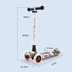 Ygqtbc Scooter for Kids, Kick Scooter for Toddlers Girls Boys with LED Light Up Wheels, Adjustable Height Scooter for Children from 2 to 15 Years Old ( Color : B )