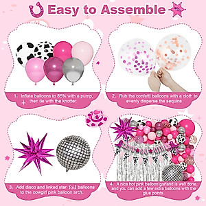 137Pcs Disco Cowgirl Party Decorations, Bachelorette Cowgirl Balloons Hot Pink Disco Ball Balloon Garland Arch Kit Let's Go Girls Banner Western Valentines Day 2000s 90s 80s Birthday Party Supplies