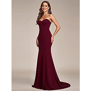Ever-Pretty Womens Fishtail V Neck Tube Long Ball Gowns Bodycon Dresses for Women Burgundy US16