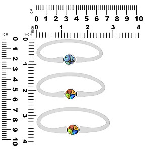 Starborn Reversible Round Ammolite and Abalone Shell Bracelet with White Silicone Bands