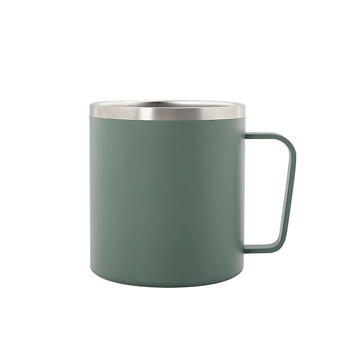 Innopack Insulated Coffee Mug with Handle, 13oz Stainless Steel Togo Coffee Travel Mug, Reusable and Durable Double Wall Coffee Cup, Powder Coated Green