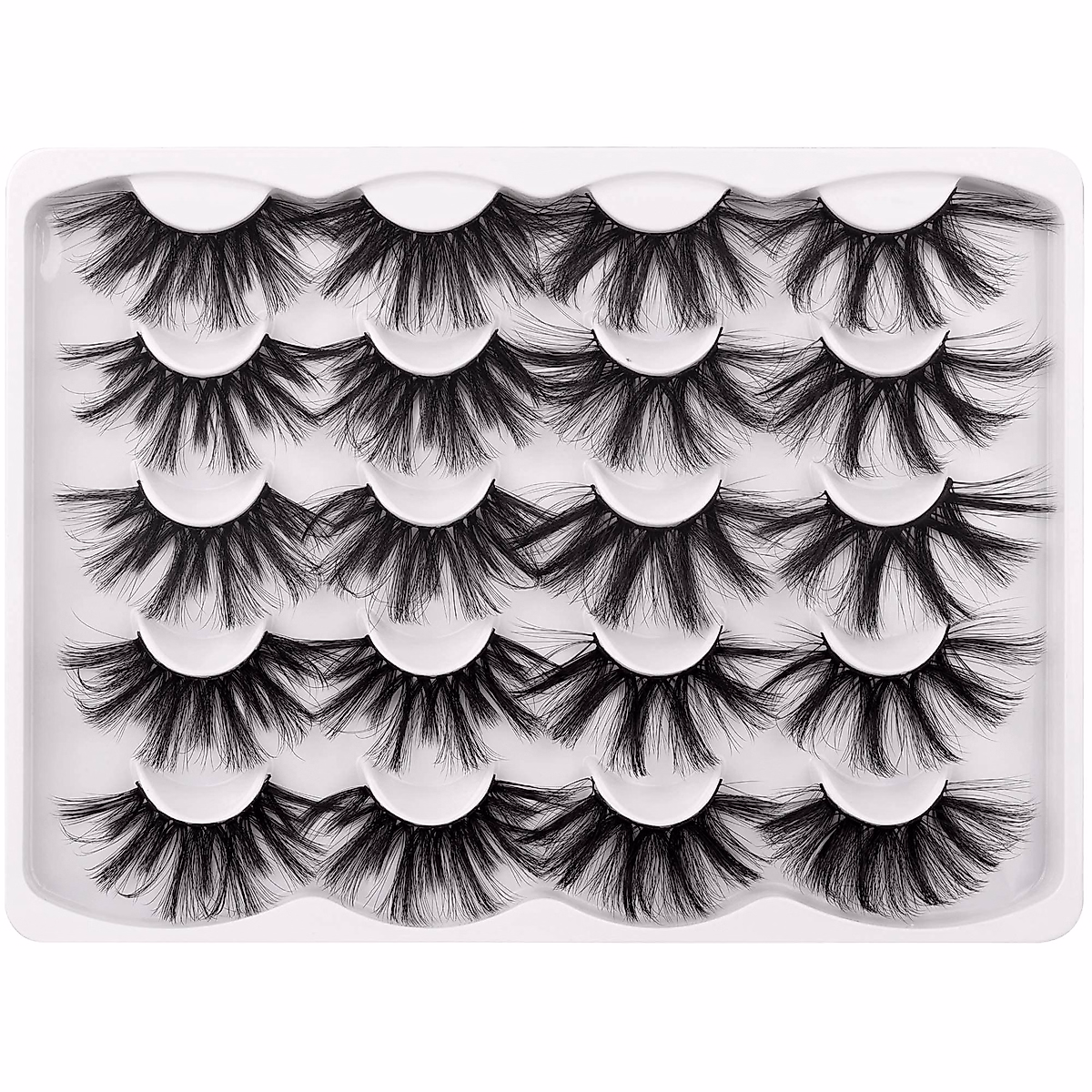 False Eyelashes Mink Lashes 25mm Long Eye Lashes Pack Dramatic 6D Wispy Thick Volume Fake Eyelashes by Geeneiya (2 Styles Mixed)