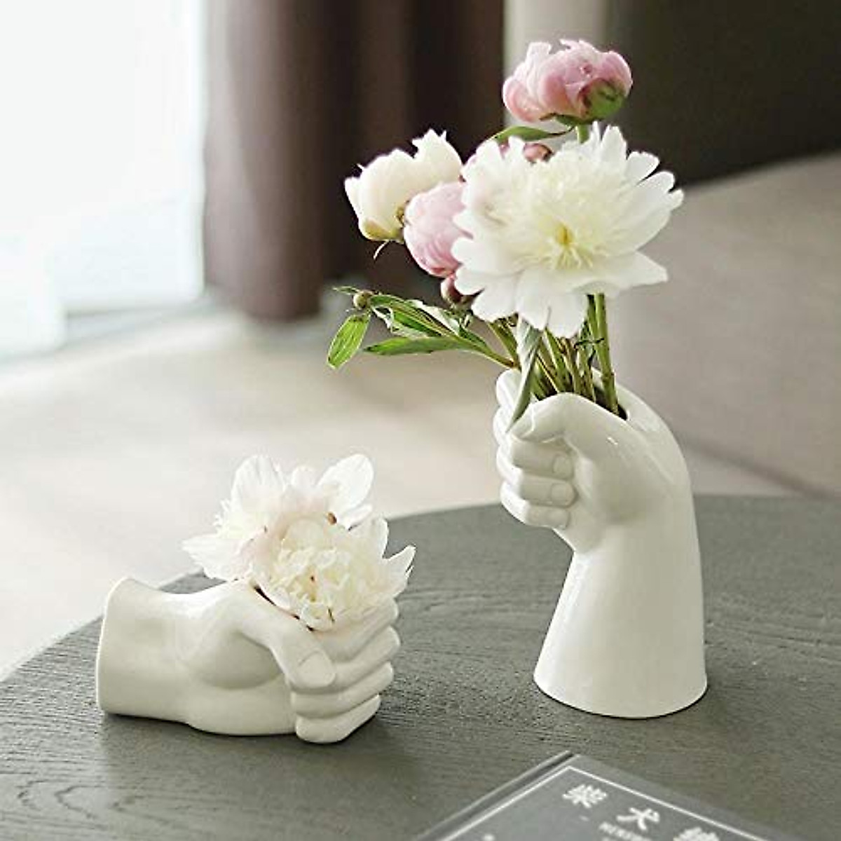 Statue Ceramic Vase Fisting Vase White Ceramic Flower Pot Flower Arrangement Home Living Room Modern Decorative-A_As_Shown