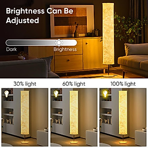 LONRISWAY Soft Light Floor Lamp, 52" Simple Design Morden Slim Warm Light 3000K LED Tyvek Fabric Shade with 2 LED Bulbs Standing Lamp for Living Room Bedroom Game Room