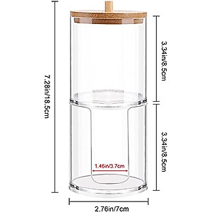 Qtip Holder Bathroom Jars Set for Cotton Ball, Restroom Organizer Canisters for Floss Pick Dispenser & Makeup Pad, Clear Acrylic S White B HKAKRSN234 Cotton Pad Holder