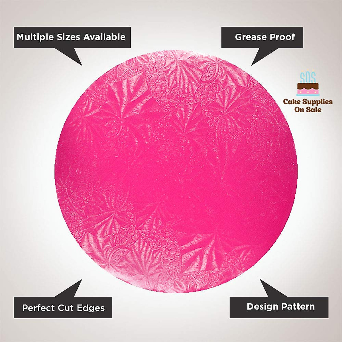 14 inch Pink Round Sturdy Cake Board Drums for Displaying Cakes, 1/2 inch Thick, (1-Pack)