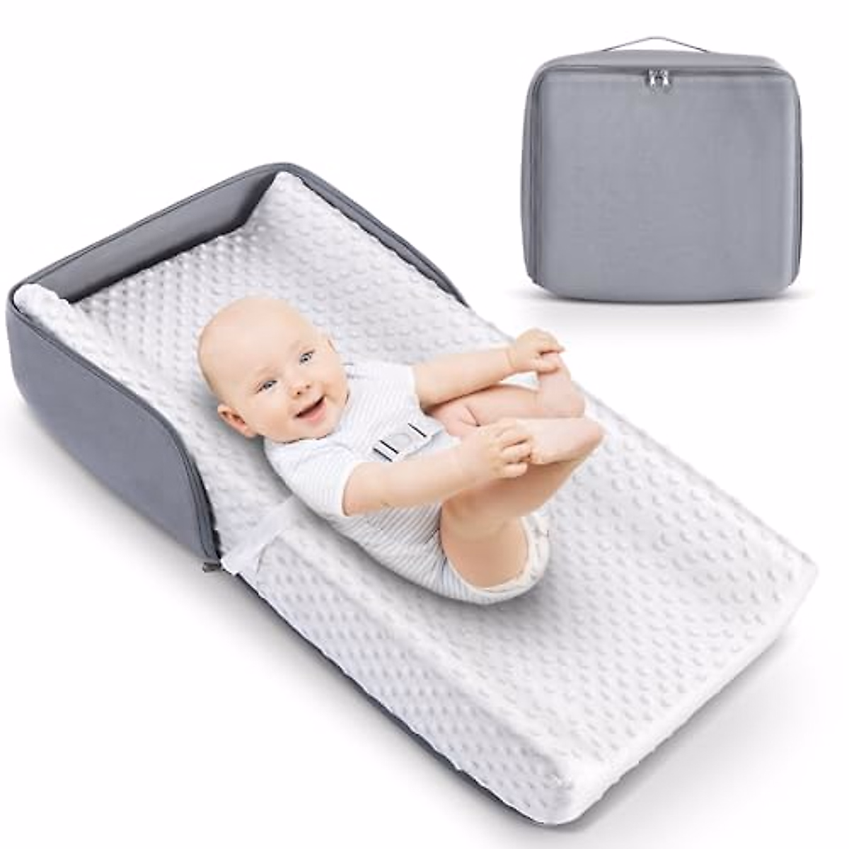 Portable Baby Diaper Changing Pad with Soft Cover & Handle, Waterproof Lining Foam Contoured Changing Table Pad for Dresser, Prefect Gift for Travel Outdoor (32”×16”)