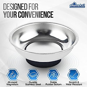 EHOMEA2Z Magnetic Tray Tool Holder 3" Inch, Ideal For Garage, Home, Bolts, Nuts, Small Parts, Pin Cushion Magnetic Cup (3"Inch Magnetic Bowl 1Pc)