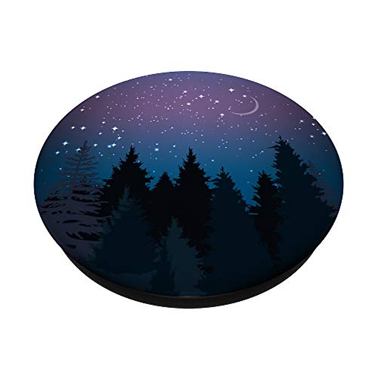 Blue Purple Galaxy moon and Stars forest for Girl Boys Black PopSockets Swappable PopGrip