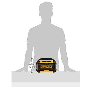 DEWALT 20V MAX Bluetooth Speaker, 100 ft Range, Durable for Jobsites, Phone Holder Included, Lasts 8-10 Hours with Single Charge (DCR010), Yellow/Black