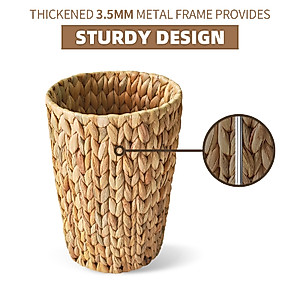 Endymion 2 Gallon Wicker Trash Can,Wicker Waste Basket for Bedroom,Water Hyacinth Wicker Trash Basket,Boho Decor Farmhouse Small Bathroom Trash Can,Round