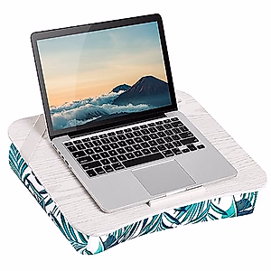 LAPGEAR Designer Lap Desk with Phone Holder and Device Ledge - Tropical Palm Leaves - Fits up to 15.6 Inch Laptops - Style No. 45427