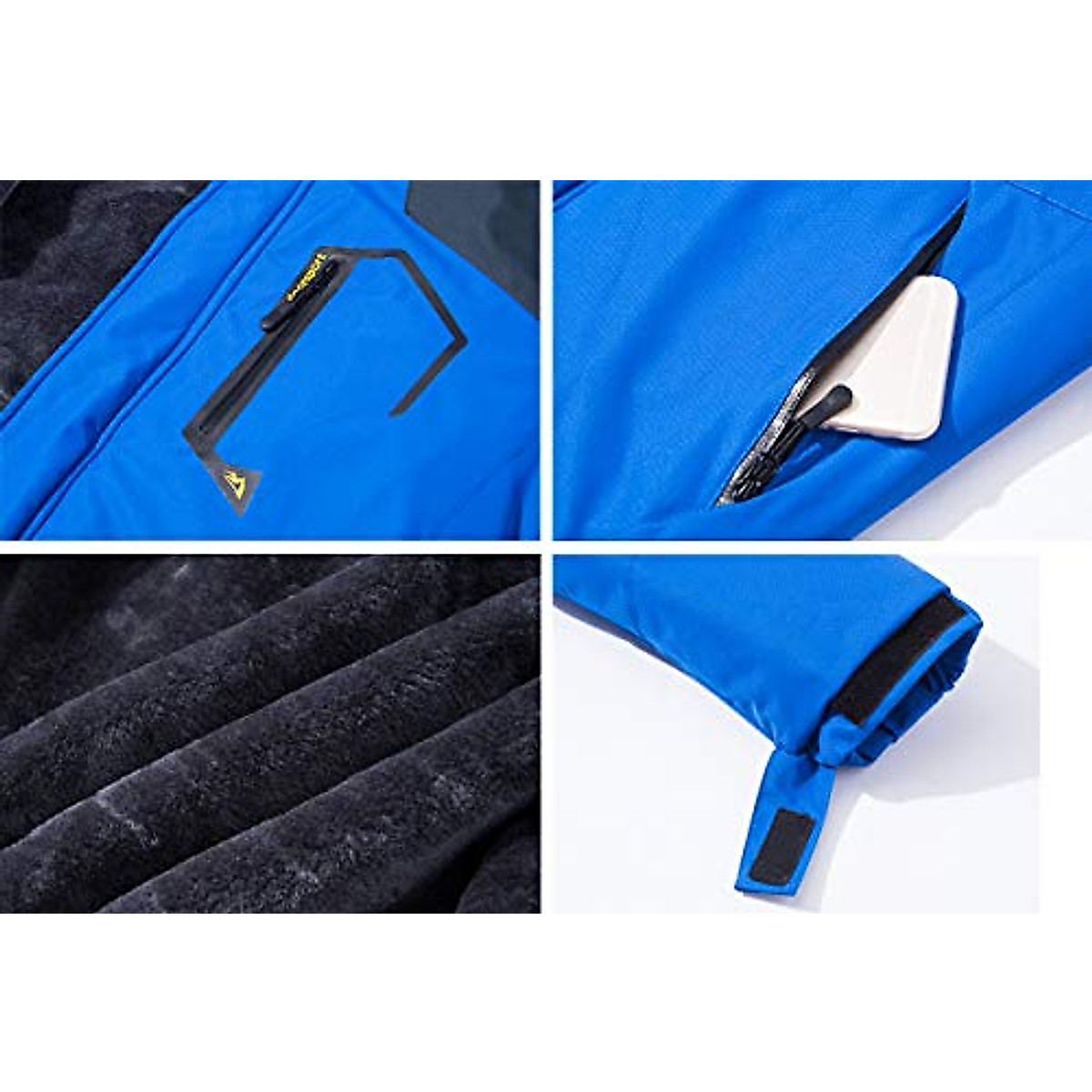 TACVASEN Winter Jacket Men Waterproof fleece Jacket Snowboarding Ski Jacket Military Tactical Jacket Coat Parka Hooded Raincoat, Black, L