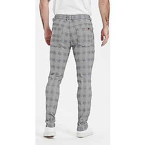 Plaid&Plain Men's Plaid Pants Skinny Dress Pants for Men Skinny Chino Pants Men 7301 Plaid-1-36X32