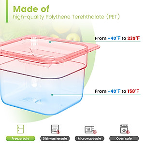 HNEDSEN 12 Pack Plastic Food Pan with Lid 1/6 Size 4 Inch Deep Restaurant Clear Food Storage Containers Polycarbonate Commercial Hotel Pans for Fruits Vegetables Beans Corns (12 PCS, 4'' Deep)