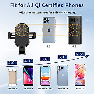 SUPERNIGHT Wireless Car Charger, 15W Qi Fast Charging Auto Clamping Phone Holder Mount on Air Vent & Dashboard for iPhone Samsung Galaxy etc, Wireless Auto-Sensing Charger Phone Holder