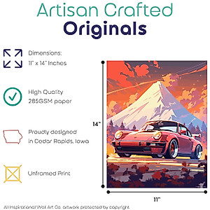 Inspirational Wall Art Co. - Performance | 2023 Porsche 911 - Car Posters for Boys Room - Car Wall Decor - Car Room Decor - Car Posters for Men | 11x14 Inches Unframed