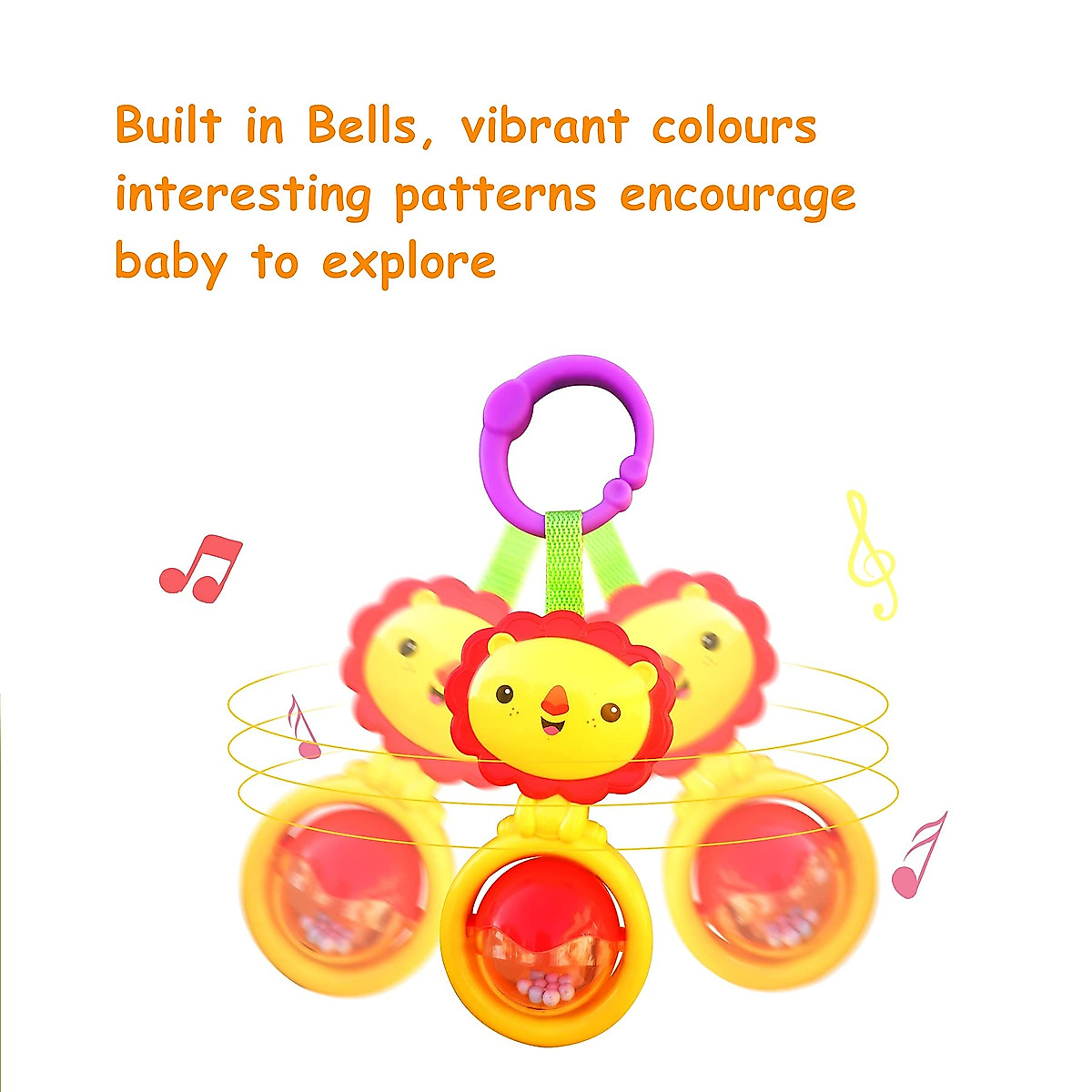 YUNLOVXEE Baby Toys, Cartoon Animal Hanging Rattle Toys, Handbells Baby Rattles, Baby Bed Crib Car Seat Travel Stroller Toys for Infant, Best Birthday Gift for Newborn, 4 Pack