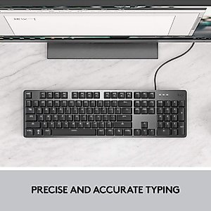 Logitech K845 Mechanical Illuminated Keyboard, Strong Adjustable Tilt Legs, Full Size, Aluminum Top Case, 104 Keys, USB Corded, Windows (TTC Red Switches)