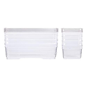 AB Designs Mixed Bin Pack, [4] Long & [4] Small Home Organizer Storage Boxes with Lids, Clear