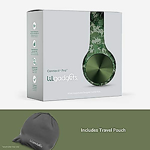 LilGadgets Connect+ Pro Boys Headphones for School - Designed with Kids' Comfort in Mind, Foldable Over-Ear Headset with in-line Microphone, Headphones Wired, Headphones for Kids, Digital Camo