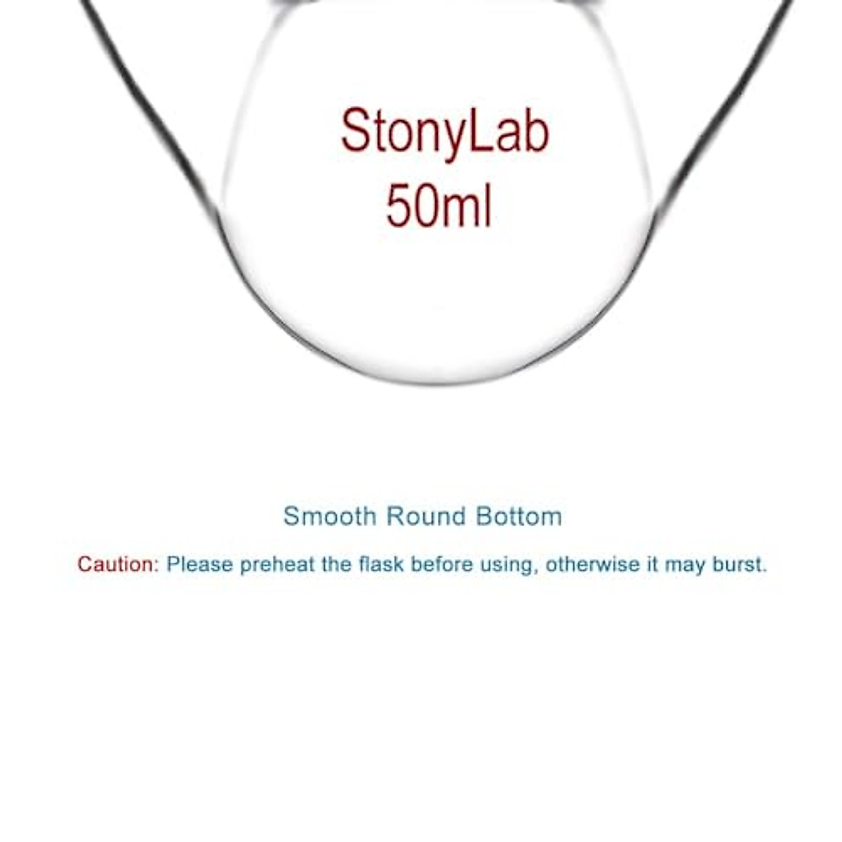 StonyLab Glass 50ml Heavy Wall 3 Neck Round Bottom Flask RBF, with 24/40 Center and Side Standard Taper Outer Joint – 50ml