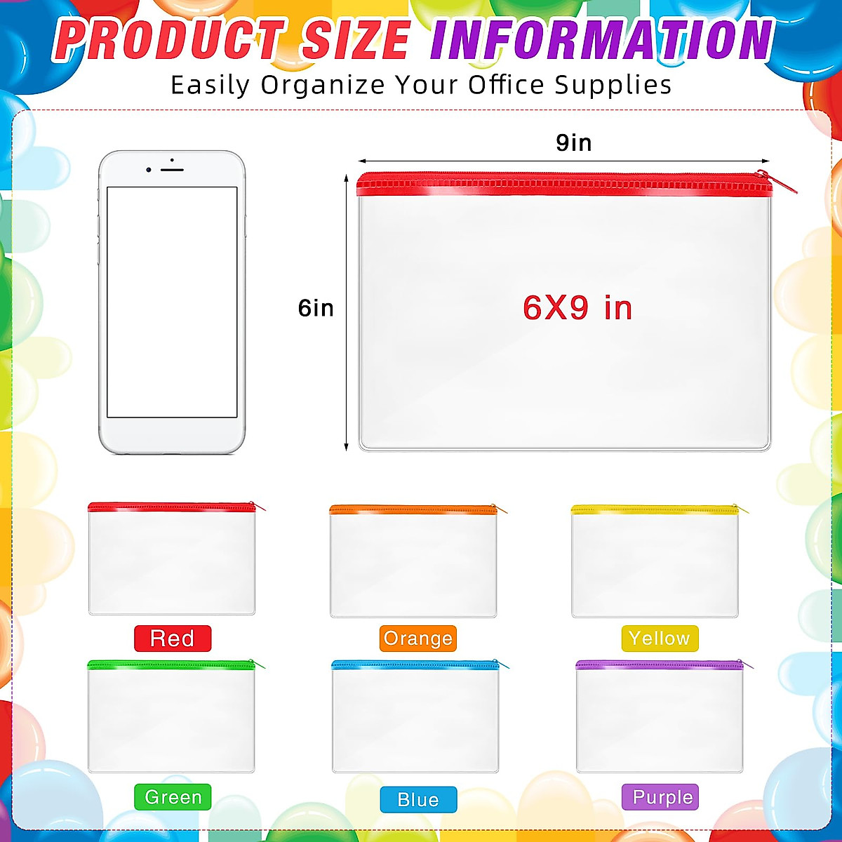 Feifeiya 48 Pcs Clear PVC Pencil Pouch Bulk 8.66 x 5.71 Inch Pencil Case Soft Pencil Bag Transparent Zipper Pencil Pouch for Kids Girls Boys School Supplies Travel Storage(Colorful)