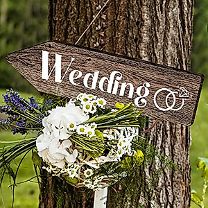 Blulu 2 Pieces Wedding Directional Road Arrow Sign Wedding Sign Ceremony Sign and Reception Waterproof Large Wedding Sign with Stakes for Wedding Supplies