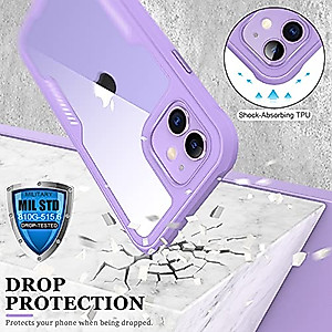 FUNMIKO Compatible for iPhone 12 Pro Case,iPhone 12 Case with Screen Protector [Built-in],Military Grade Pass 21 ft. Drop Test Protective Phone Case for iPhone 12/12 Pro 6.1" Cover Lavender Purple