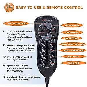 Back Massager Chair Pad with Heat, Vibration Massage Seat Cushion with 10 Vibration Nodes, Massage Chair Pad for Office and Home, Release Back Pain, Stress and Fatigue