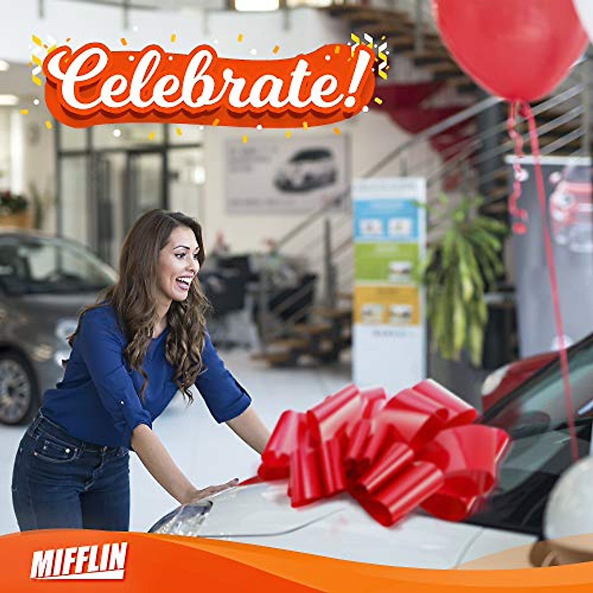 MIFFLIN Thicker & Sturdier Big Car Bow (Red, 30 inch) Butterfly Shape Gift Bow, Giant Bow for Car, Birthday Bow, Huge Car Bow, Car Bows, Big Red Bow, Bow for Gifts, Christmas Bow for Cars