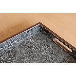 Graphite Sting Tray — Large — by Alice Lane Home Collection — Striking Graphite Color — Decorative Tray — Coffee Table, Office — Opposing Open Handles