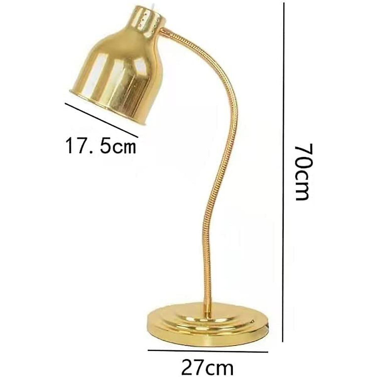 Vkins Single Bulb Food Heat Lamp 250W Food Warming Light for kitchen Commercial Warmer Lamps for Home Restaurant Buffet (Size : Gold)