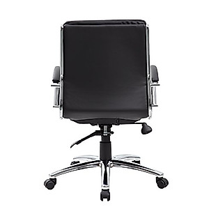 Boss Office Products Executive Mid Back CaressoftPlus Chair with Metal Chrome Finish in Black