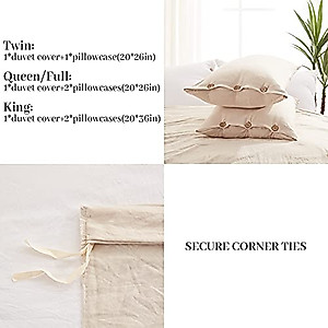 NexHome Beige Duvet Cover Sets King Size 3 Piece Double Brushed Microfiber King Duvet Cover with Button Closure & Corner Ties 1 King Breathable and Soft Duvet Cover 104x90 inches + 2 Pillow Shams