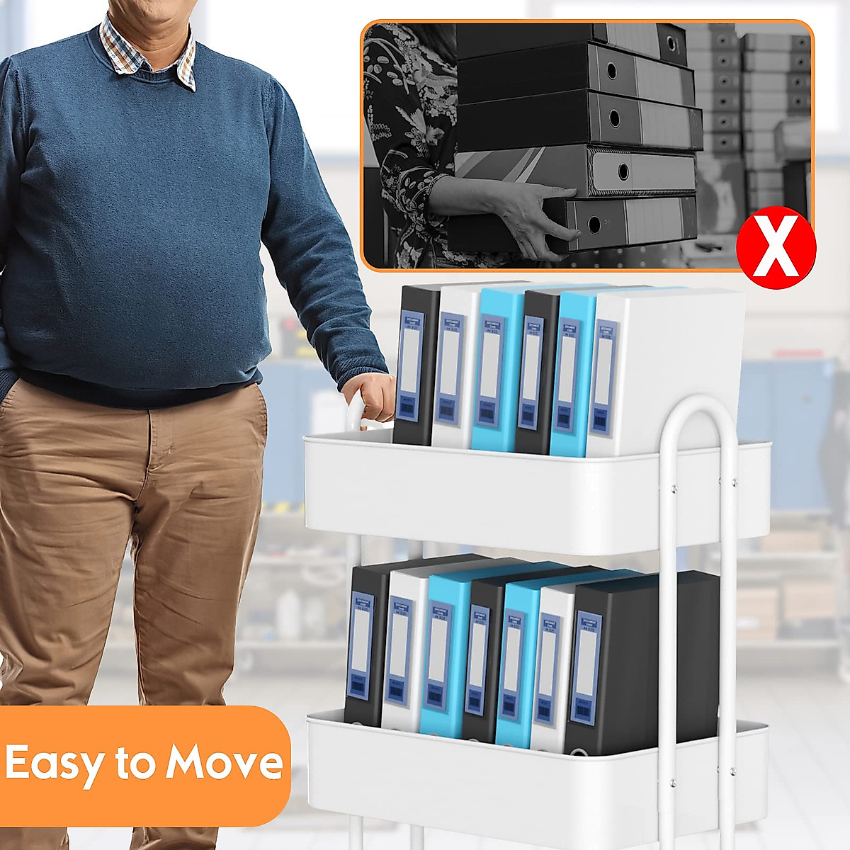 Ceayell 3-Tier Metal Rolling Storage Cart Heavy Duty Utility Cart Organizer with Lockable Wheels