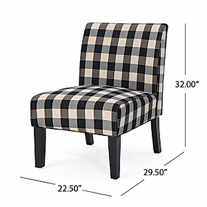 Christopher Knight Home Kendal Traditional Upholstered Farmhouse Accent Chair, Black Checkerboard, Matte Black 29.5D x 22.5W x 32H in
