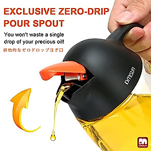 GMISUN Olive Oil Dispenser Bottle with Auto Flip Cap, 21oz Leakproof Cooking Oil Dispenser, Kitchen True No Drip Oil and Vinegar Cruet Container with Non-Slip Handle, Cute Penguin Design (Black)