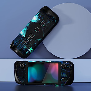 PlayVital Full Set Protective Skin Decal for Steam Deck LCD, Custom Stickers Vinyl Cover for Steam Deck OLED - Game Over Hacker