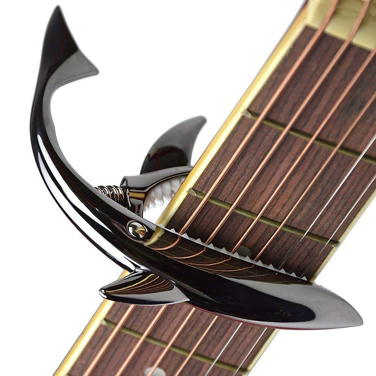 Imelod Zinc Alloy Guitar Capo Shark Capo for Acoustic and Electric Guitar with Good Hand Feeling, No Fret Buzz and Durable(Black)