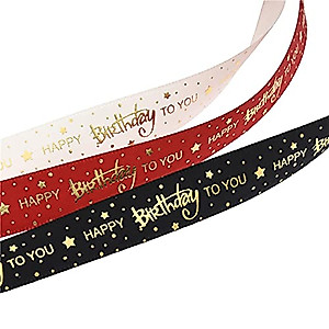 Sichou Birthday Ribbon - 5/8 Inch 20 Yards Ribbon for Crafts,Satin Decorations for Handmade Wreath,Birthday Gift Wrapping Party Supplies (White)