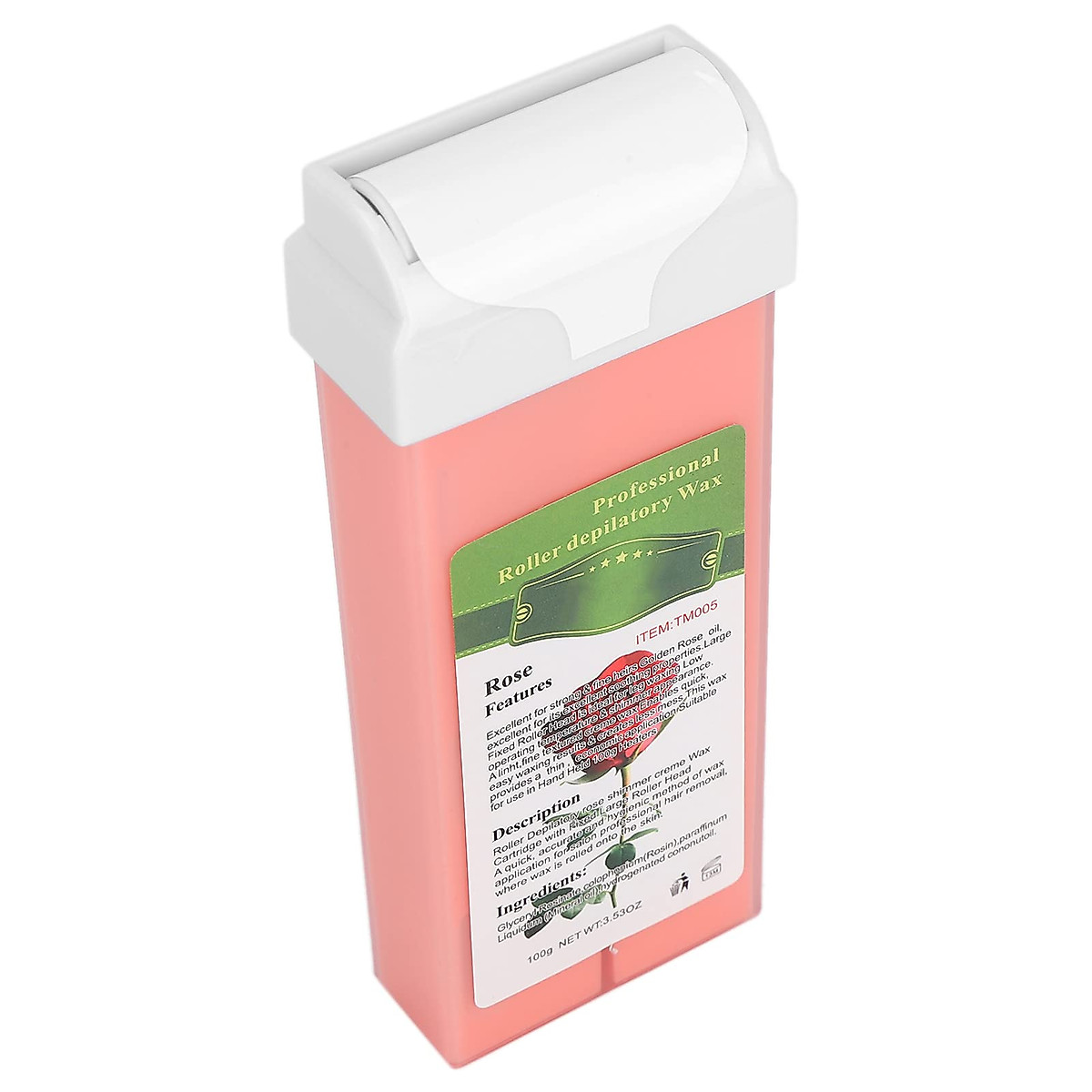 Roll-on Wax Cartridge Body Leg Chest Arm Bikini Armpit Hair Removal Wax Men Women Roller Depilatory Wax for Professional Salons and Home Self Waxing (100g)(Rose)