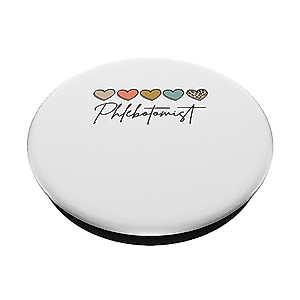 Vintage Leopard Cheetah Hearts Phlebotomist Phlebotomy Nurse PopSockets Standard PopGrip