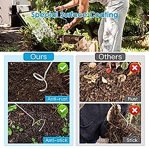 GZBEVITAR Compost Aerator, Compost Turner and Mixing Tool - Crank Manual Tiller for Outdoor Composting, Rotating Drill Bit for Easy Aeration, Thermomter Included