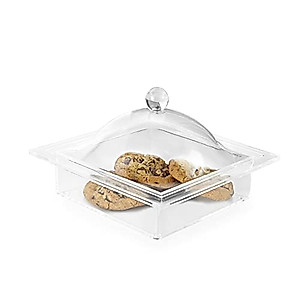 Huang Acrylic Clear Square Serving Food Tray with Lid Crystal Clear Acrylic | Sturdy and Elegant Acrylic Construction Perfect for Office, Dorm, Desk Organization | Shatter-Proof, Compact Design