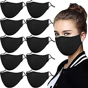 YYTDAISHU 10 Pack Black Reusable Breathable Cloth Face Protection, Adjustable Washable Male and Women Fashion Face Protection Cover
