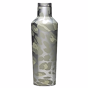 Corkcicle Men's Canteen - 16oz Snow Leopard, Snow Leopard, Print, Silver, 16 oz
