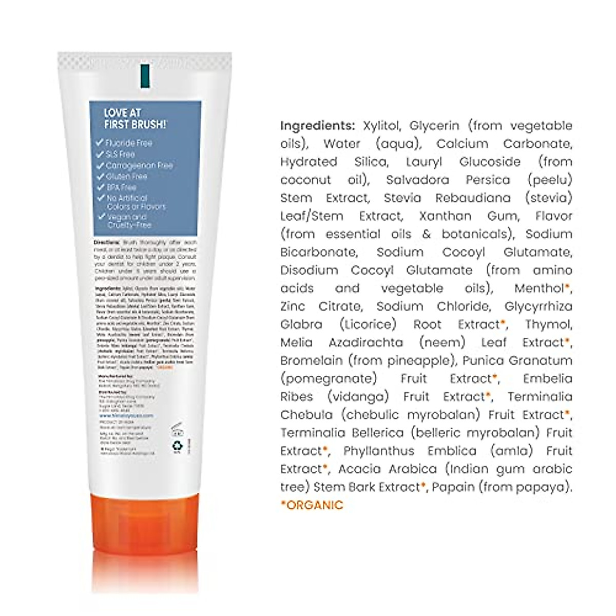 Himalaya Botanique Whitening Antiplaque Toothpaste with Xylitol, Fluoride Free, for Plaque Reduction & Gentle Whitening, 4 oz, 4 Pack