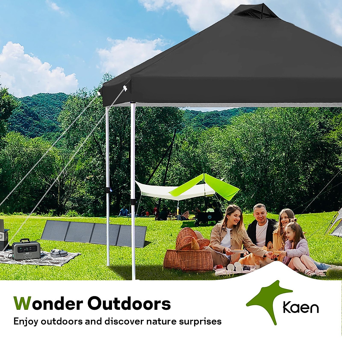 Kaen 10x10 Pop Up Canopy with Adjustable Height, Waterproof and UV-Resistant Shelter, 10x10 FT Pop Up Canopy with 4 Side Walls Instant Shade Canopy Tent for Outdoor Events, Camping and Beach (Black)